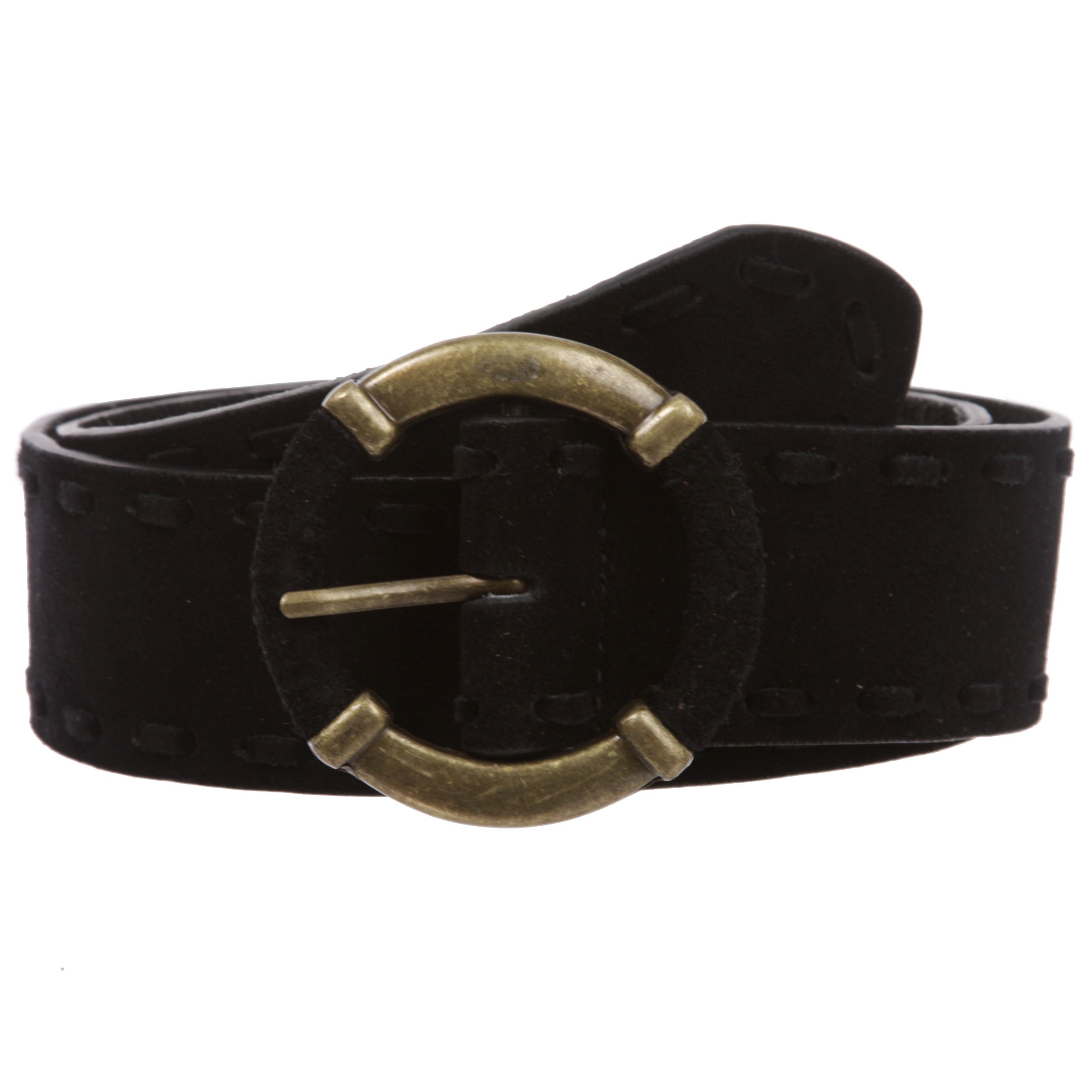 Women's 1 7/8" Lace Edged Braided Cow Suede Leather Round Belt ...